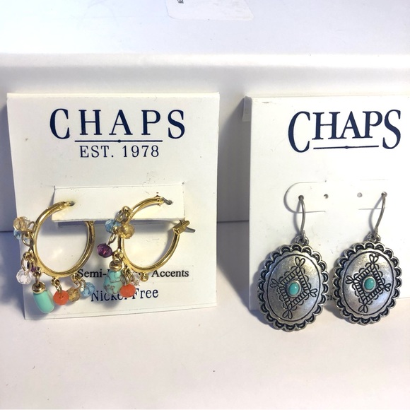 Chaps | Jewelry | Nwt 2 Pr Chaps Earrings Silver Concho Gold Hoops ...
